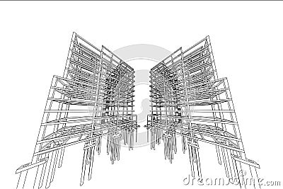 Architecture Drawing High-rise Building Structure Stock Illustration ...