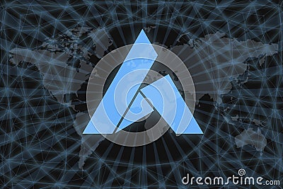 ARDR Ardo Abstract Cryptocurrency. With A Dark Background And A World ...