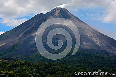 Arenal In Costa Rica. Volcano With Exhalation And Ash. Beautiful Tropic ...