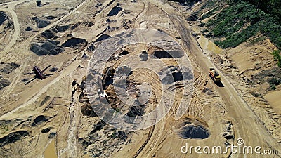 Arial View of the Sand Making Plant in Open-pit Mining. Heavy Mining ...