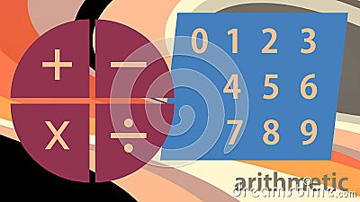 Arithmetic Themed Wallpaper With Simple Design. Stock Illustration ...