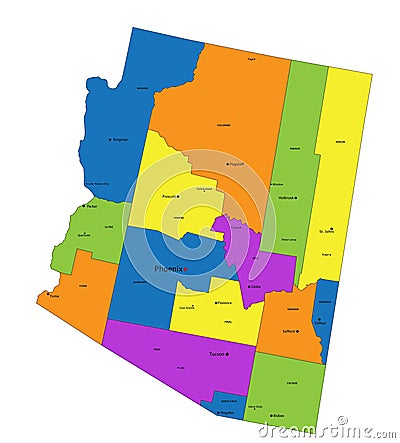 Colorful Arizona Political Map With Clearly Labeled, Separated Layers ...