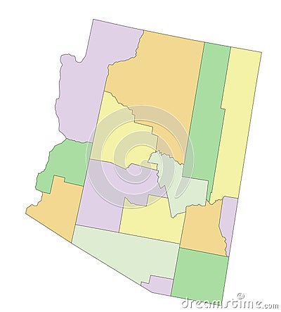 Arizona - Detailed Editable Political Map. Vector Illustration ...