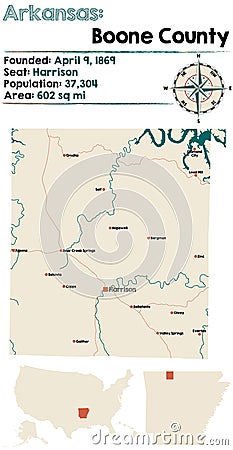 Arkansas: Boone County Map Vector Illustration | CartoonDealer.com ...