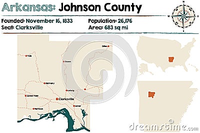 Arkansas, Johnson County Map Vector Illustration | CartoonDealer.com ...