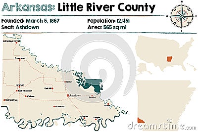 Arkansas, Little River County Map Vector Illustration | CartoonDealer ...