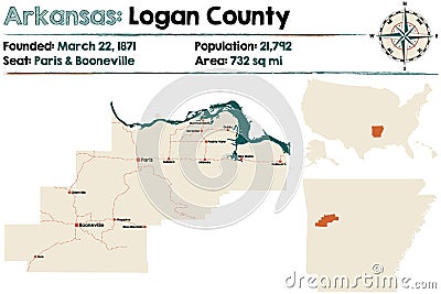 Arkansas, Logan County Map Vector Illustration | CartoonDealer.com ...