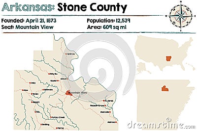 Arkansas, Stone County Map Vector Illustration | CartoonDealer.com ...