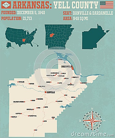 Arkansas: Yell County Map Vector Illustration | CartoonDealer.com #88614810