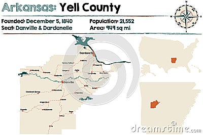 Arkansas - Yell County Map Cartoon Vector | CartoonDealer.com #98145659