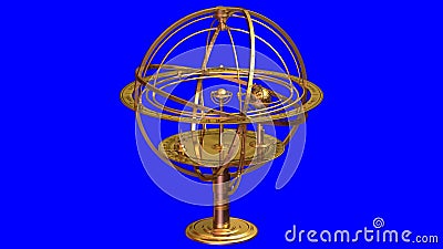 Armillary Sphere and Zodiac Signs. Black Background Stock Footage ...