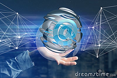 Arobase Symbol Displayed In A Sliced Sphere - 3D Rendering Stock Photo ...