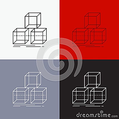 Arrange, Design, Stack, 3d, Box Icon Over Various Background. Line ...