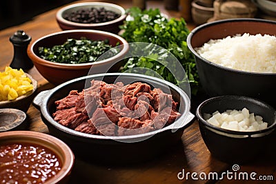 Array Of Ingredients For Feijoada Displayed Individually Stock ...