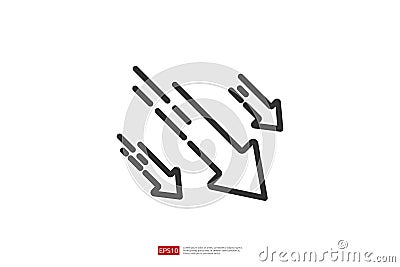 Arrow Decrease Icon Symbol. Economy Stretching Rising Drop Fall Down ...