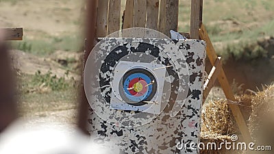 Arrow Hit the Target Stand Slow Motion Archery Training Stock Footage ...