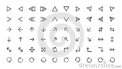 Arrow Thin Line Icon Set. Outline Mix Stroke Navigation Web Symbols. Linear Simple Arrow Random ...
