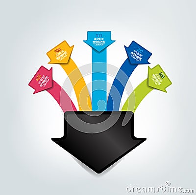 Arrows Merging Into One Point. Infographics Chart Scheme Cartoon Vector ...