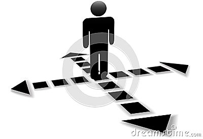 Arrows Point Directions Person Cartoon Vector | CartoonDealer.com #4932459