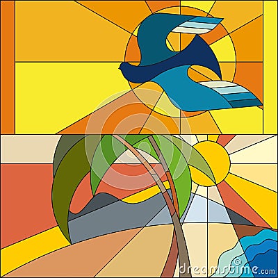 Art Deco Vector Colored Geometric Pattern. Art Deco Stained Glass ...