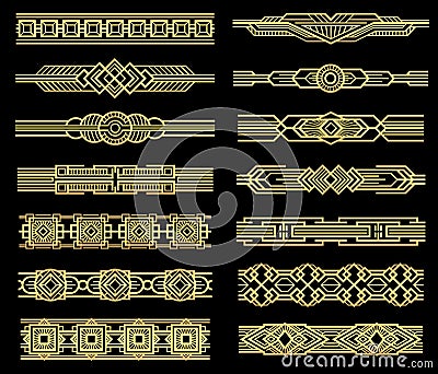 Art Deco Vector Line Borders Set In 1920s Graphic Style | CartoonDealer ...