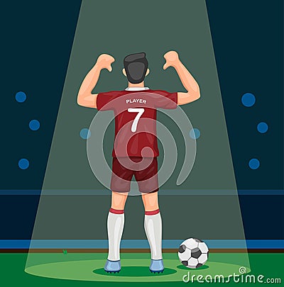 Soccer Player In Red Uniform Scoring Goal Celebration Showing Number ...