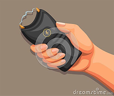 Hand Holding Taser Or Stun Gun. Weapon Equipment For Self Defense ...