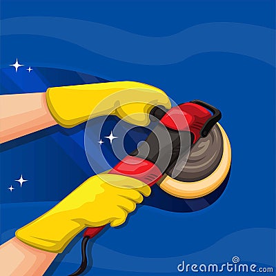 Hand Holding Car Polishing Machine. Car Clean And Paint Detailing ...