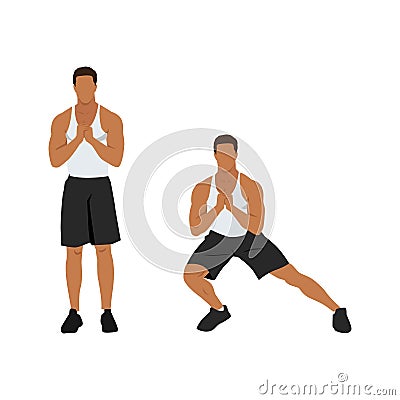 Illustrated Exercise Guide By Healthy Man Doing Side Lunges Royalty ...