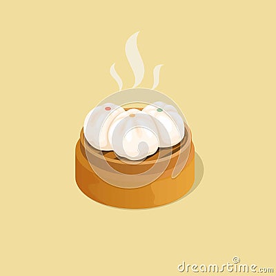 Bapao Chinese Food Snack Symbol Cartoon Illustration Vector ...