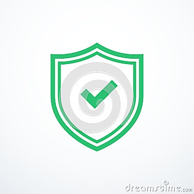 Green Shield Check Mark Icon. Vector Illustration | CartoonDealer.com ...