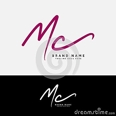M, C, MC Initial Letter Logo. Alphabet MC Handwritten Signature Logo ...