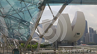 Art Science Museum Threw Helix Bridge View Downtown Panorama Singapore ...