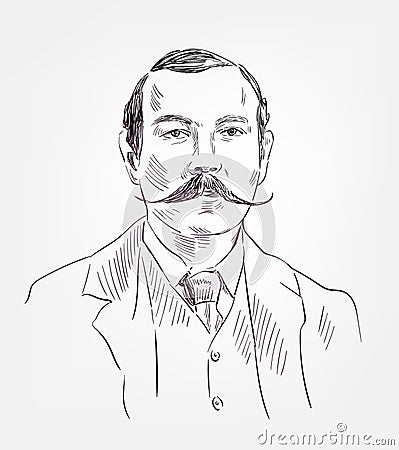 Arthur Conan Doyle Vector Sketch Portrait Famous Editorial Photo ...