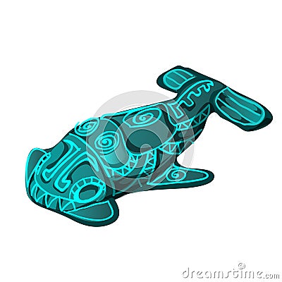 The Artifact In The Shape Of A Fish With Glowing Runes Isolated On ...