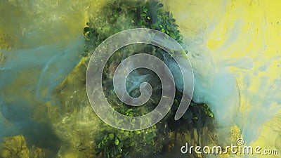 Artificial Bright Green Tree Underwater with Covered with Swirling ...