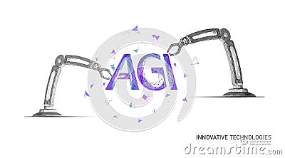Artificial General Intelligence Robotic Arms Low Poly Letter Symbols ...