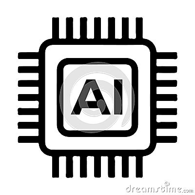 Artificial Intelligence AI Processor Chip Icon.AI Processor Circuit Vector Set. Mini AI CPU Icon ...