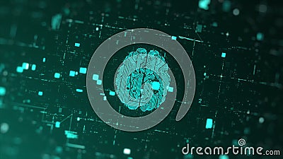 Artificial Intelligence and Brainstorm Concept. 3D Render Brain Animation, Data Mining, Deep ...