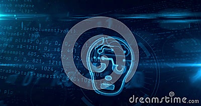 Artificial Intelligence with Cyber Head Symbol Loop Stock Video - Video ...