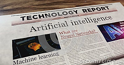 Artificial Intelligence Neural Networks Newspaper on Table Stock ...