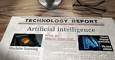 Artificial Intelligence Neural Networks Newspaper on Table Stock ...