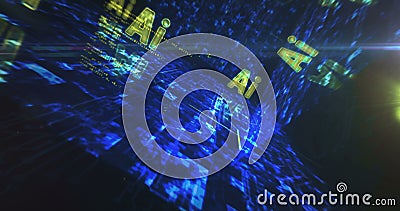 Artificial Intelligence Technology AI Symbols Loop Cyber Concept Stock ...