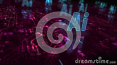 Artificial Intelligence Technology AI Symbols Loop Cyber Concept Stock ...