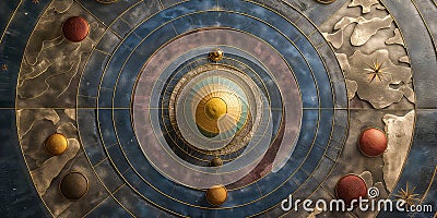Artistic Depiction Of The Geocentric Model With Concentric Celestial ...