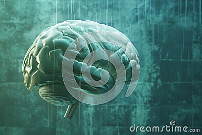 Artistic Underwater Statue Of Human Brain Submerged In Dark Water Stock ...