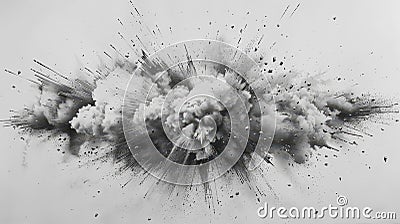 A Detailed Pencil Drawing Of An Explosive Cloud Bursting On A Plain ...
