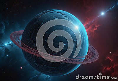 ASCII Art Style Illustration Of Planet Over Blue Background Royalty ...