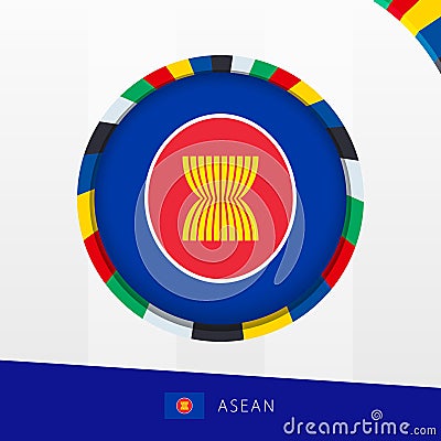 ASEAN Flag With Colorful Circle Border Cartoon Vector | CartoonDealer ...