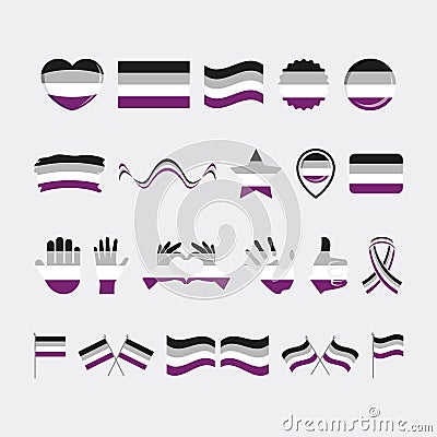 Asexuality Pride Flag And Symbols Many Icon Set Vector | CartoonDealer ...